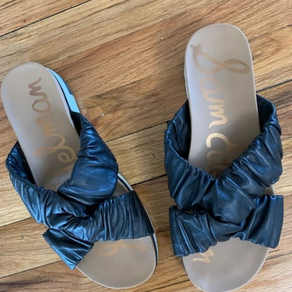 Sam Edelman | Shoes | Sam Edelman Black Leather Slide Sandals Size 9 ...